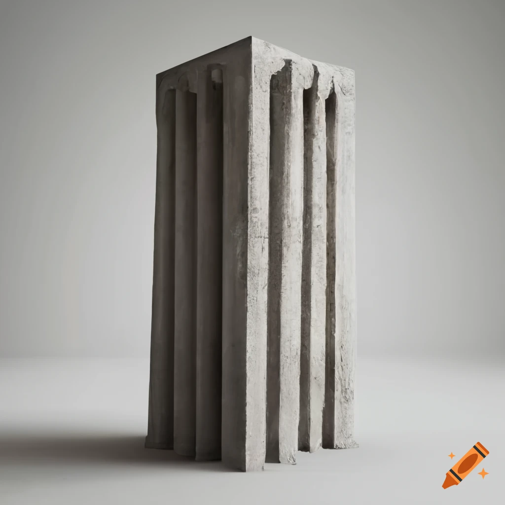 Abstract image of a brutalist concrete pillar on Craiyon