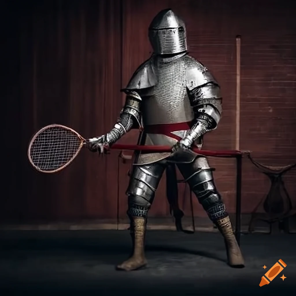 Image of a medieval knight playing badminton on Craiyon