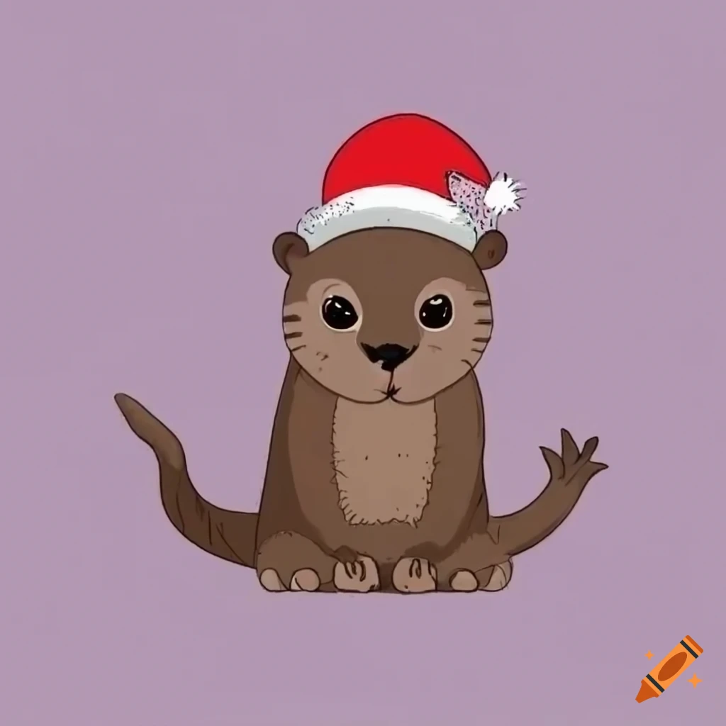 Simple christmas otter illustration on Craiyon