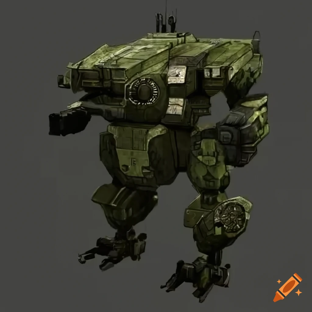 Camouflaged mech in a swamp at night on Craiyon