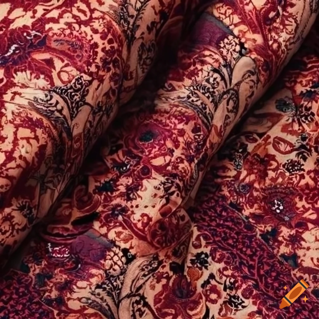 Exquisite moroccan cashmere fabric with intricate designs on Craiyon