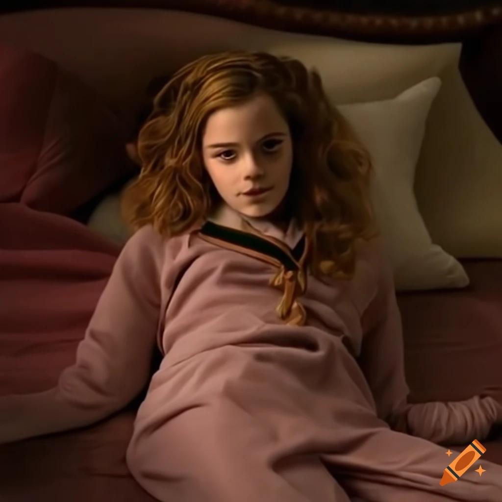 Hermione in pajamas in bed on Craiyon