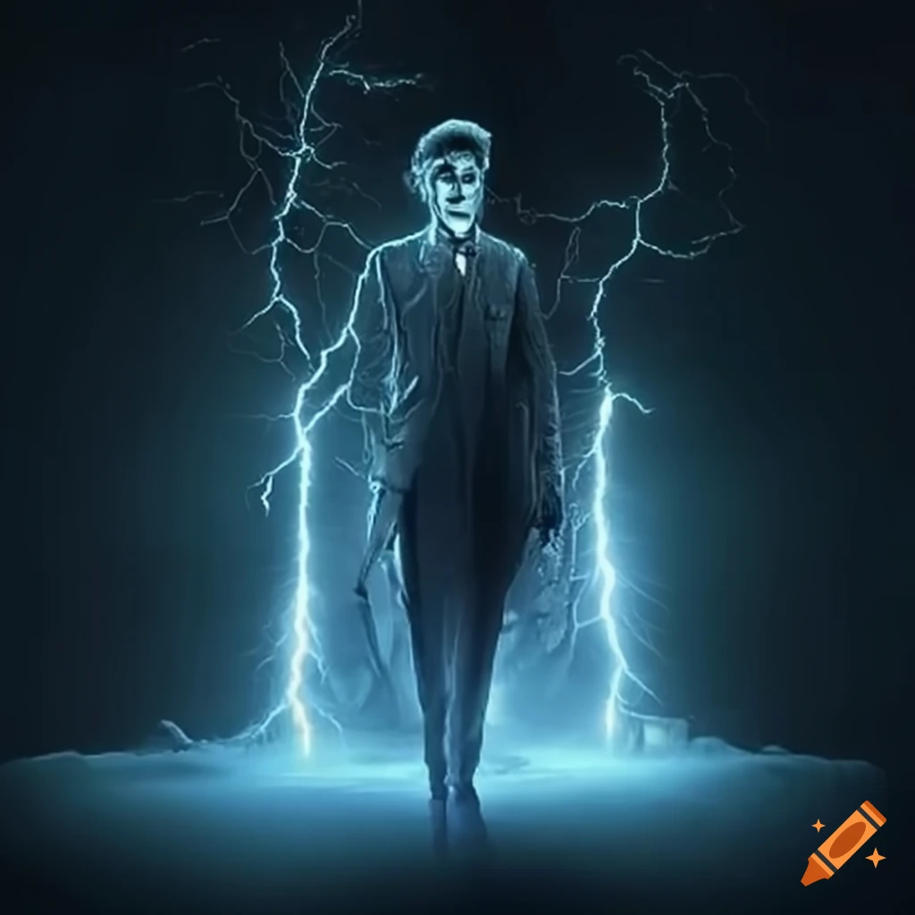 Nikola tesla with lightning bolts on Craiyon