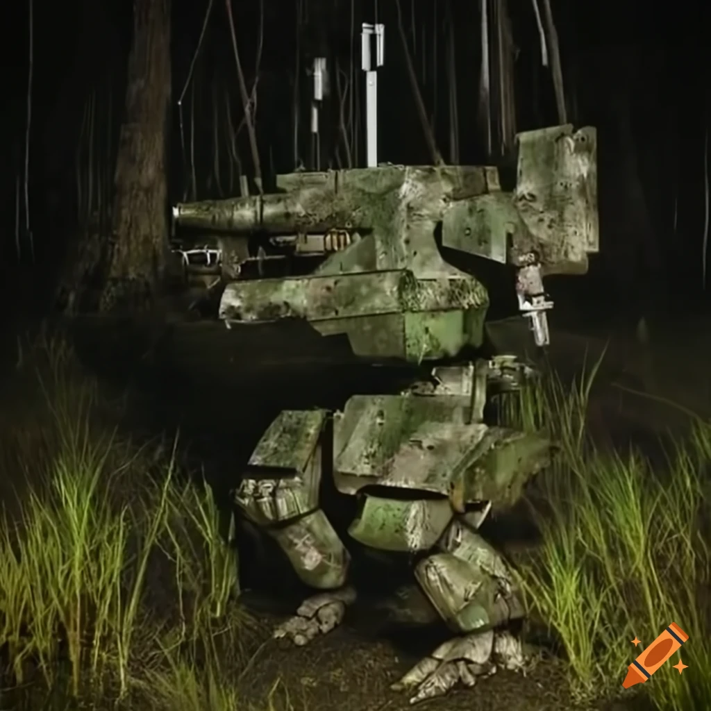 Giant mecha robot in a post-apocalyptic setting on Craiyon