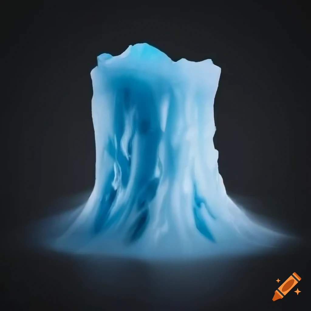 Artwork of melting ice columns in a black background on Craiyon