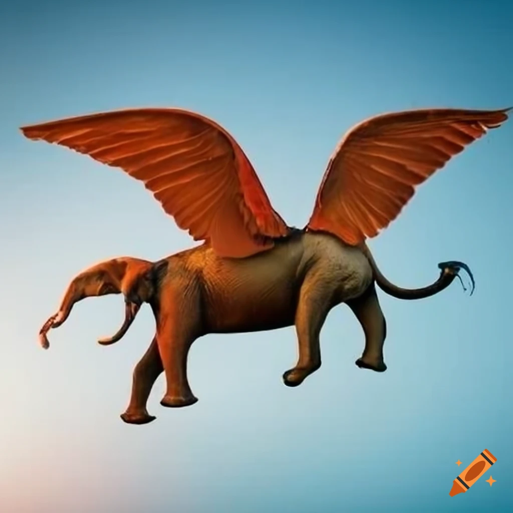 Elephant flying in the sky