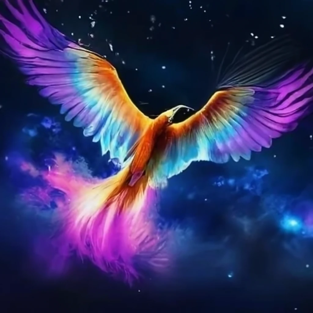 Ave fenix flying over mountains