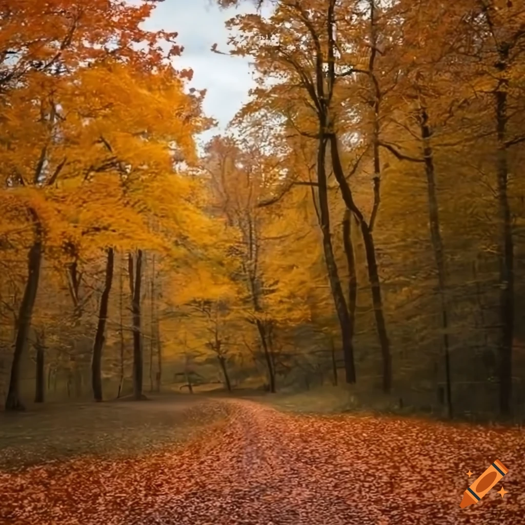 Photorealistic image of an autumn alleyway