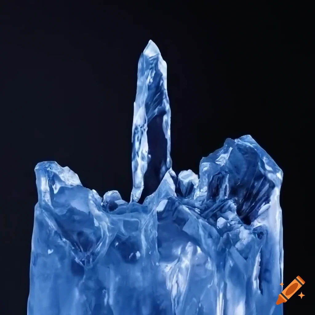 Melting ice column in a dark background