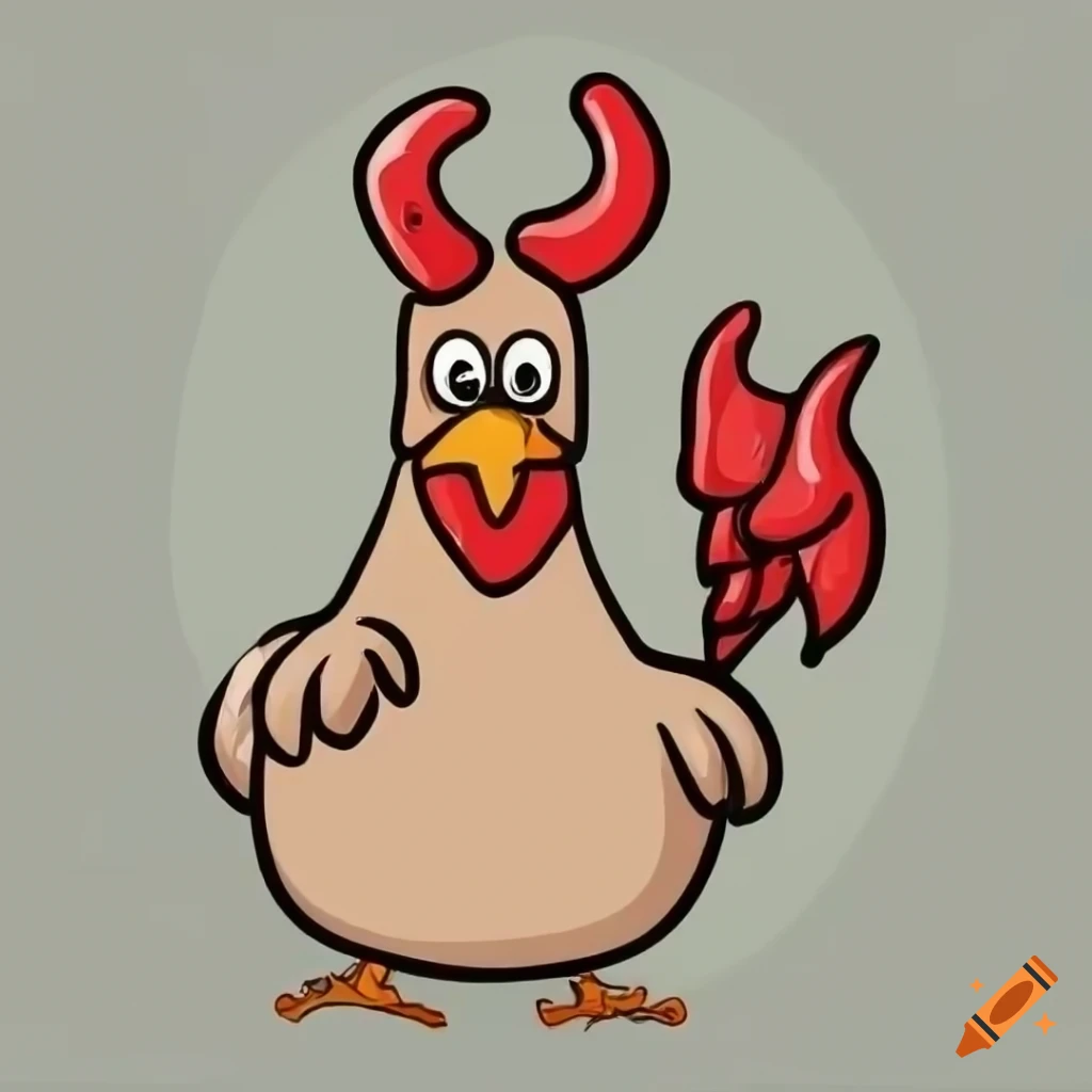 Cartoon chicken with devil horns on Craiyon