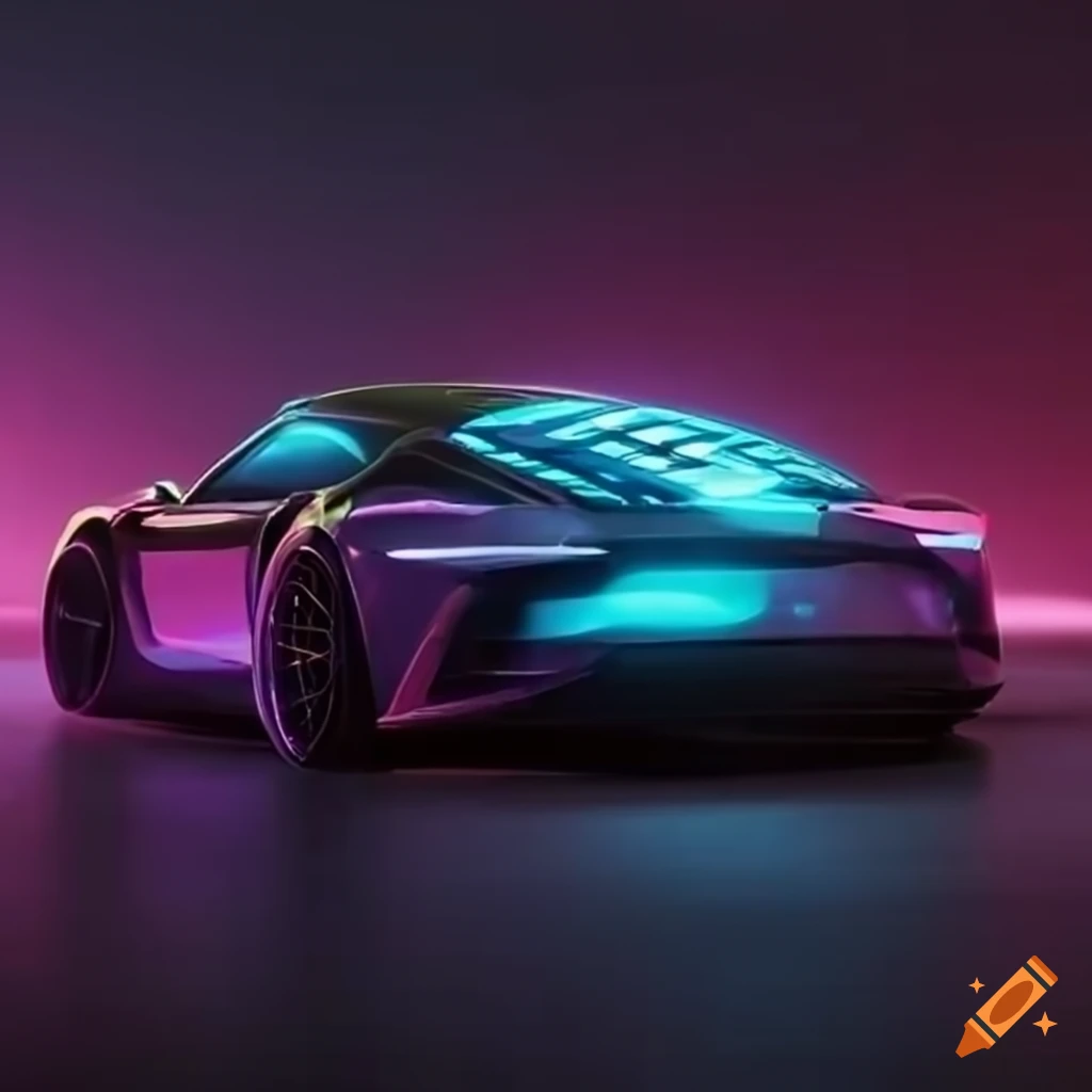Neon porsche mission e on Craiyon