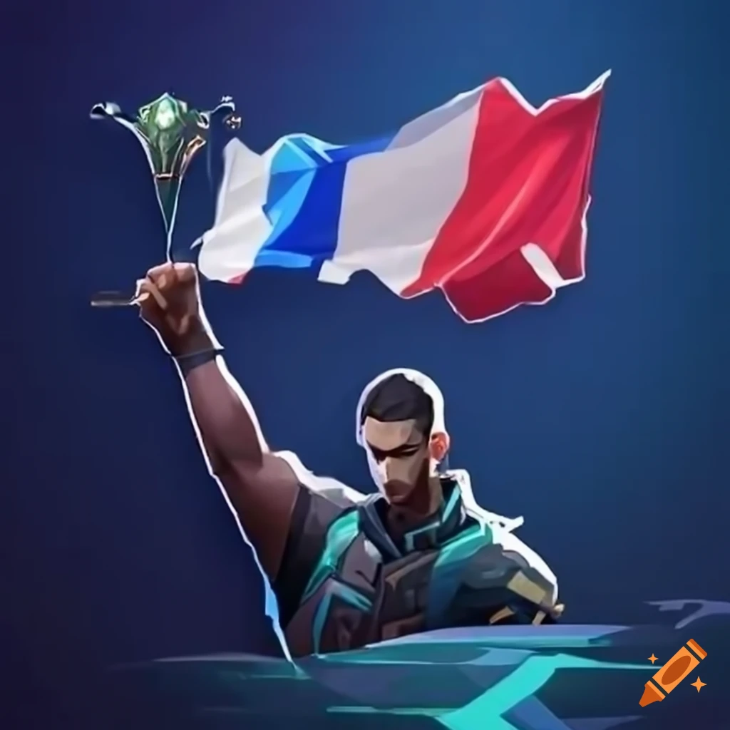 Photo of a team with the French flag and Valorant trophy on Craiyon