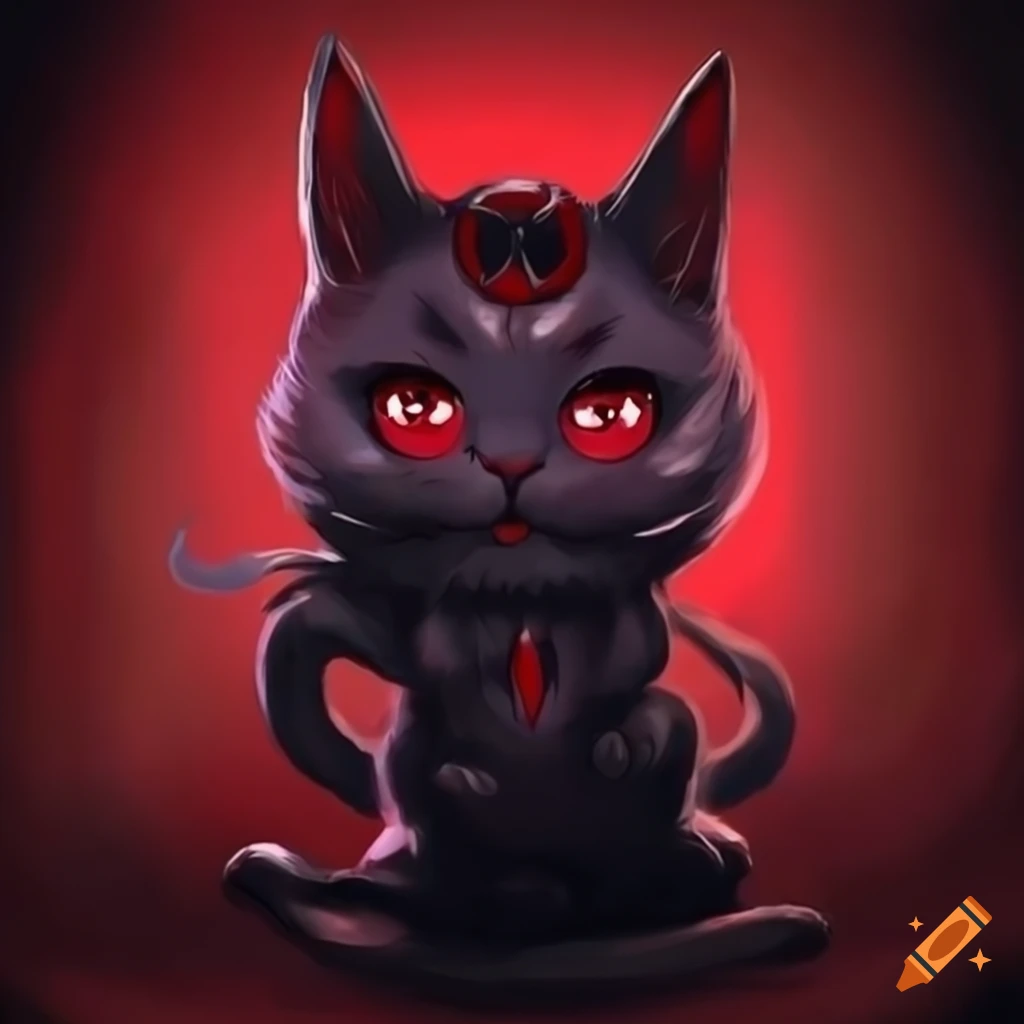Cute cat with a demonic appearance on Craiyon