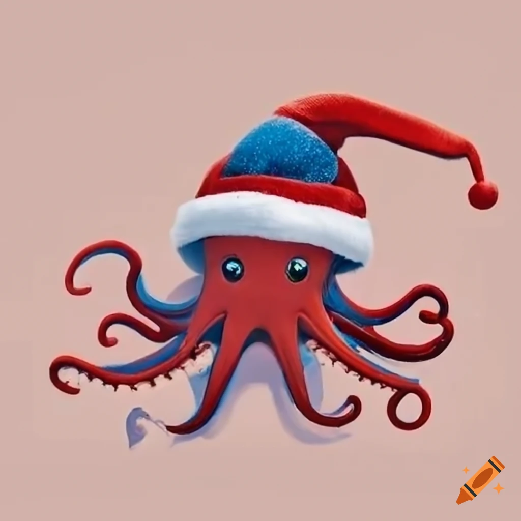 Octopus with santa hat on Craiyon