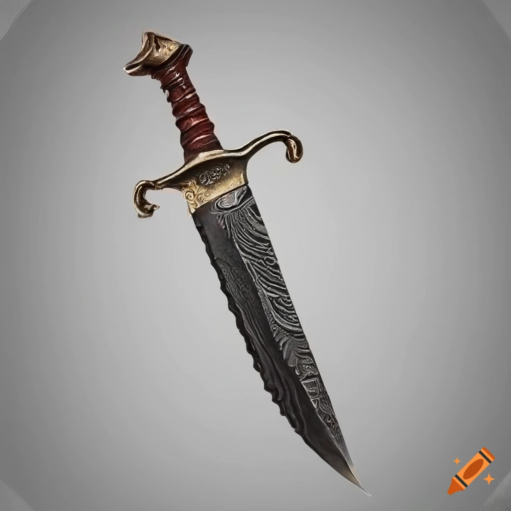 Elegant damascus steel dagger on Craiyon