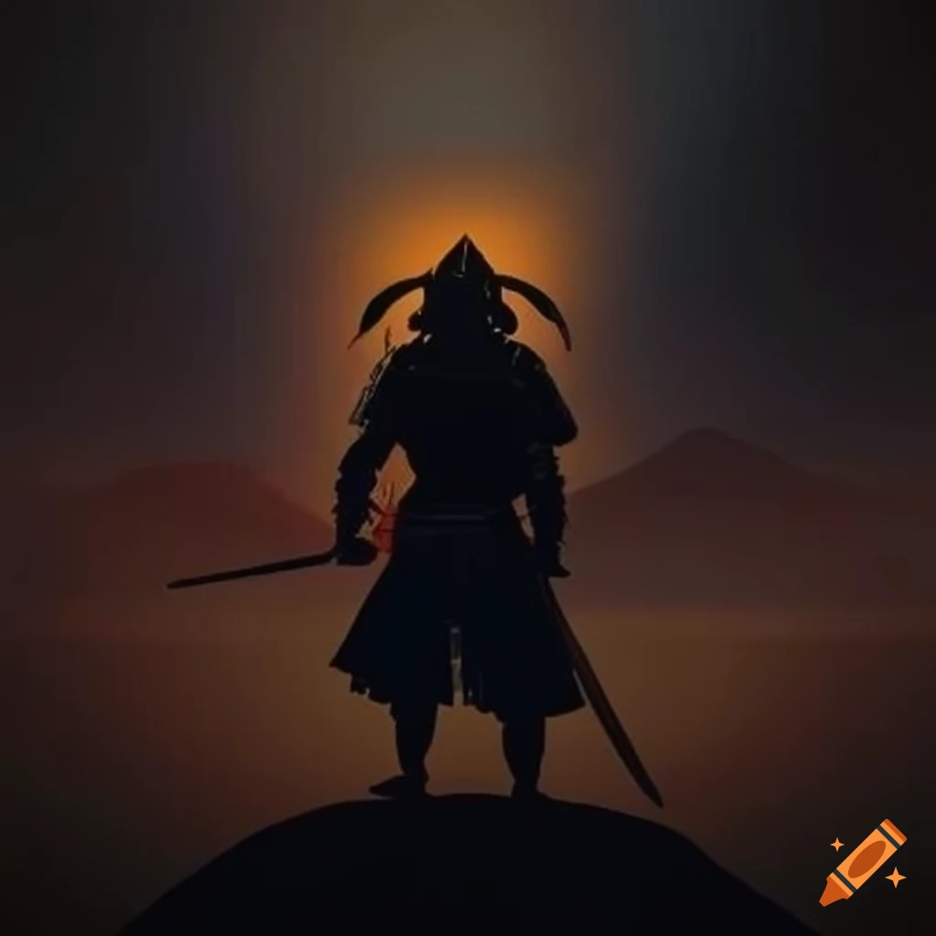 Samurai warrior standing in a sunset