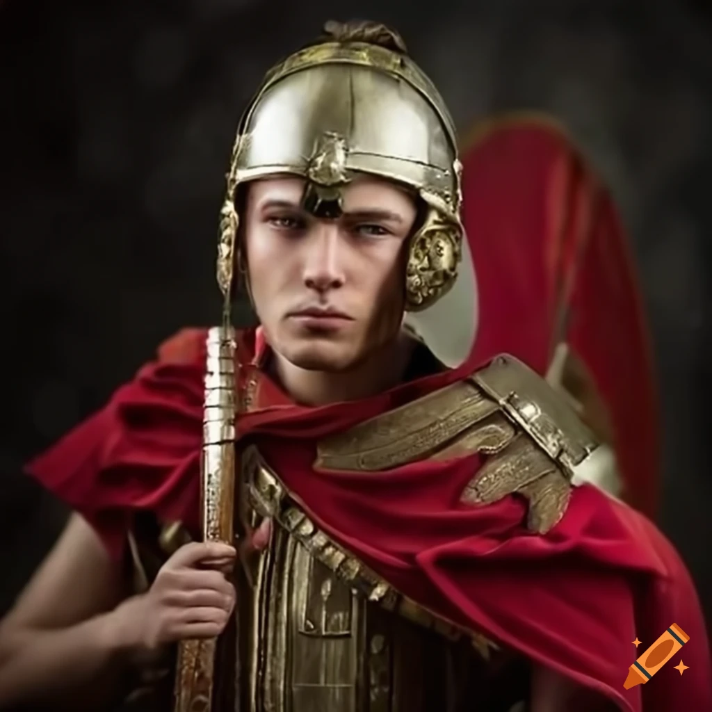 Portrait of a handsome young roman soldier