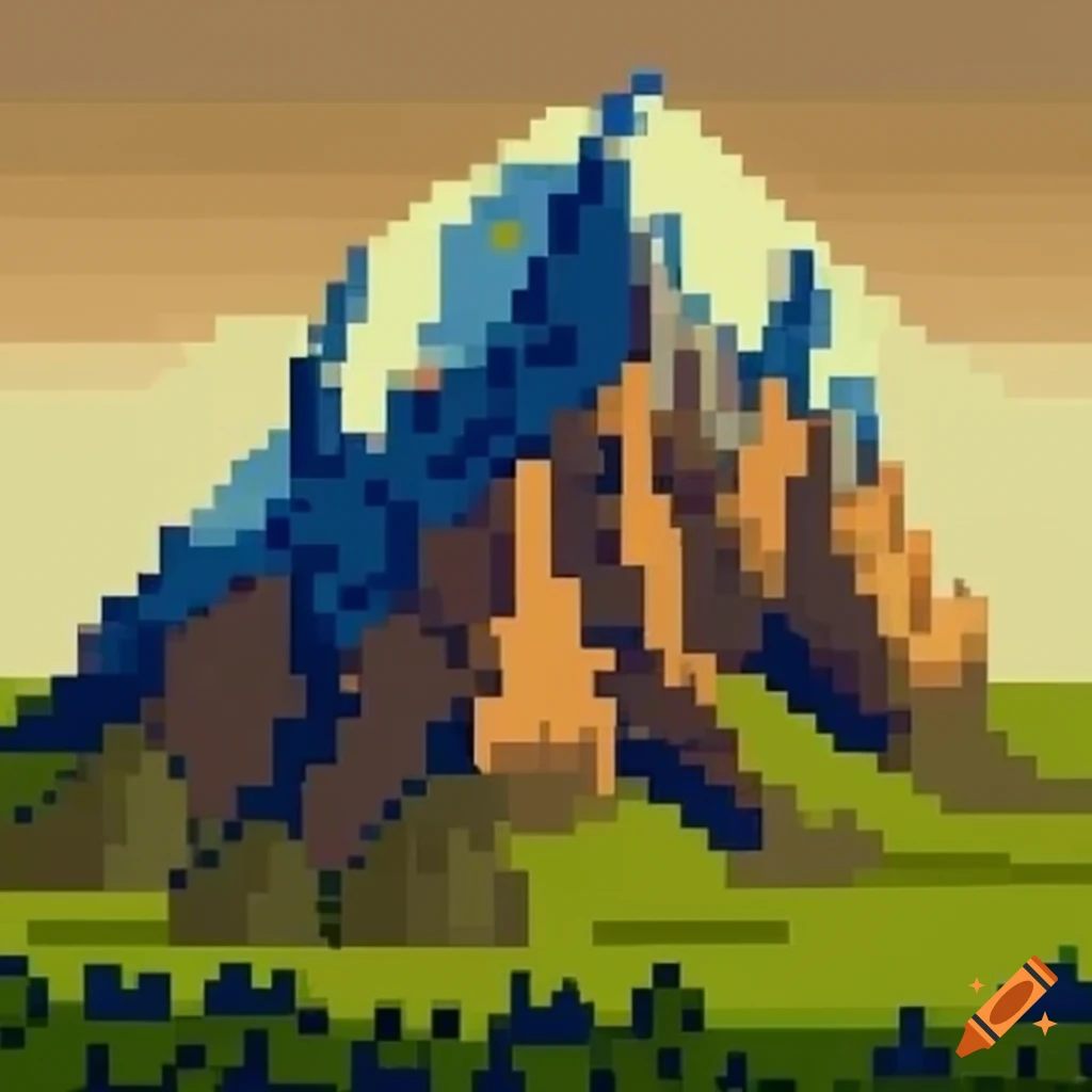 Pixel art of a mountain on Craiyon