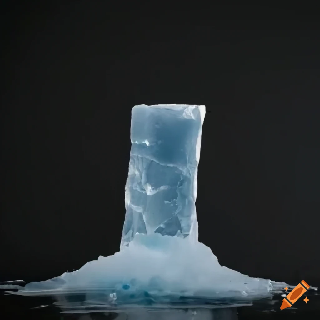 Columns of melting ice on black background on Craiyon