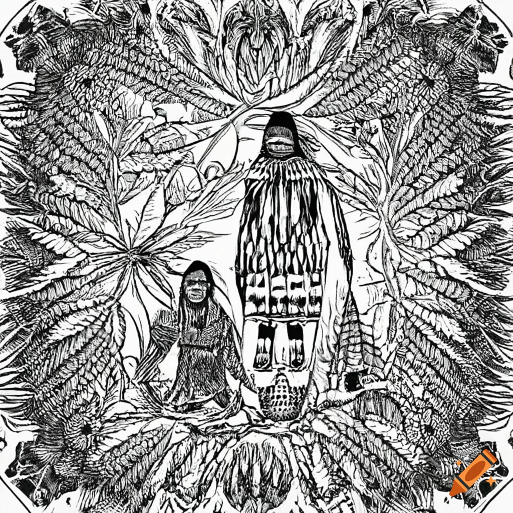 Native American artwork of a honeybee on hemp plant on Craiyon