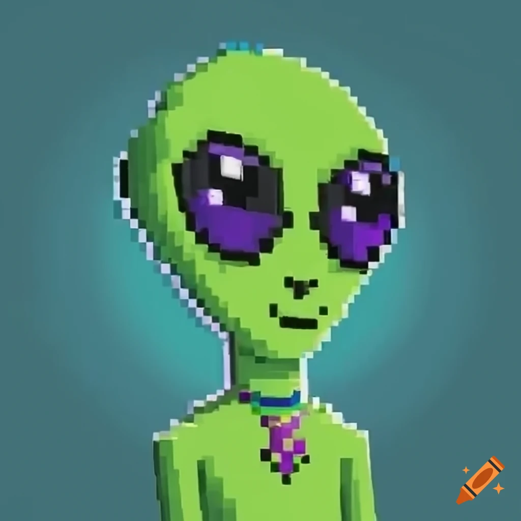 Cute pixelated alien with a fluffy glow on Craiyon