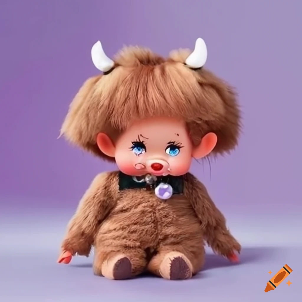 Playful monchichi toy with horns and wings on Craiyon