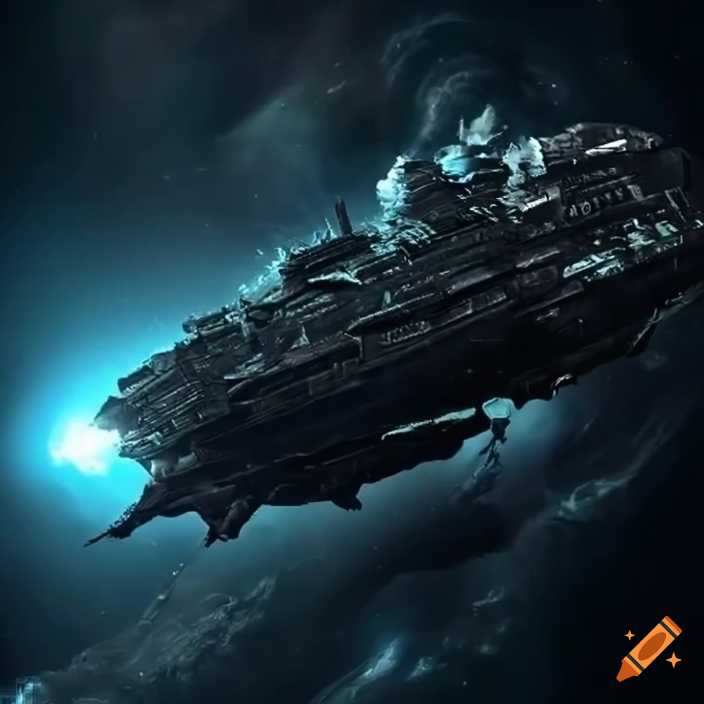 Sci-fi ship navigating through the universe on Craiyon