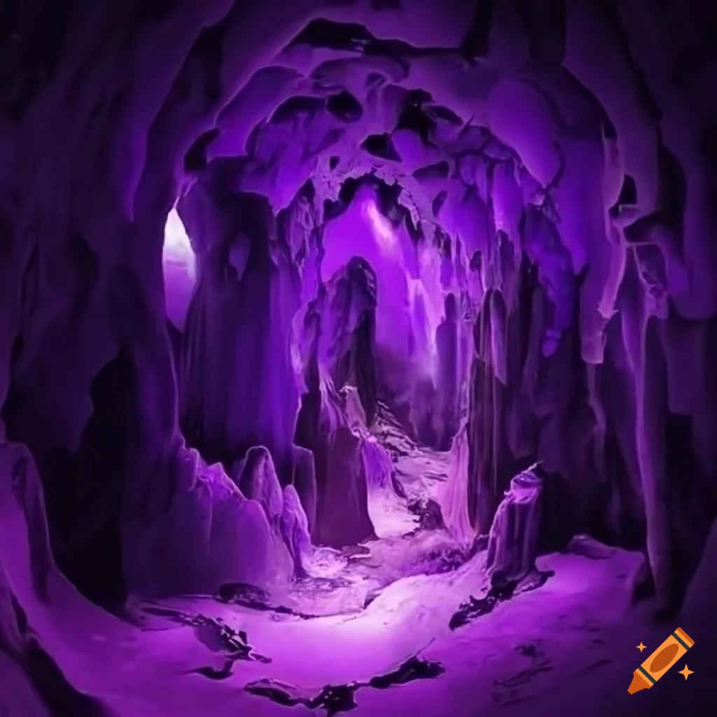 Image of a mesmerizing purple crystal cave
