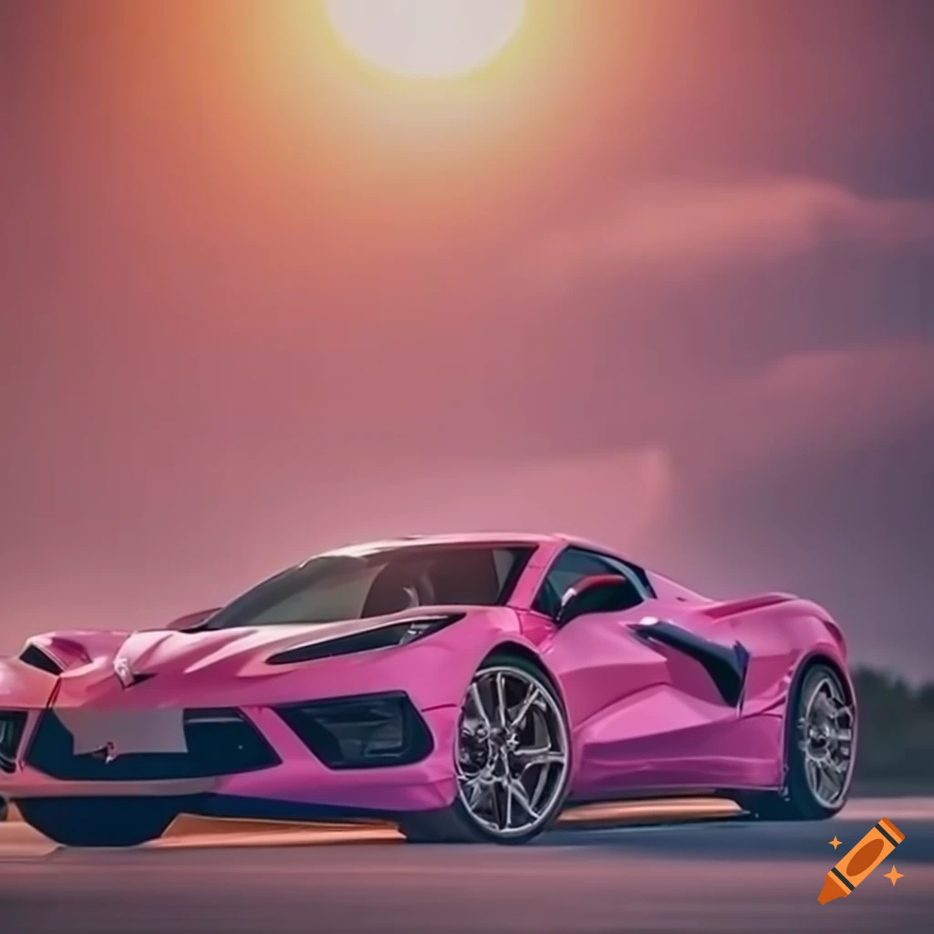 Pink Chevrolet Corvette Stingray C8 in Japan on Craiyon