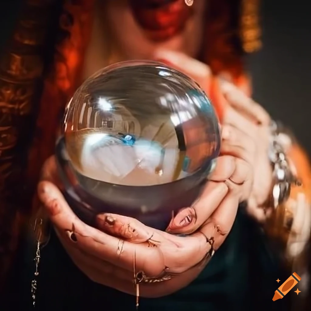 Image of a fortune teller with a foggy crystal ball on Craiyon