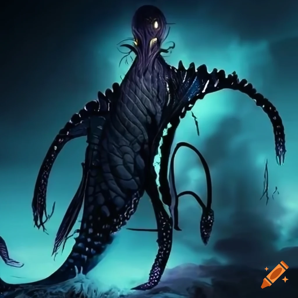 Illustration of a malaysian myth monster on Craiyon