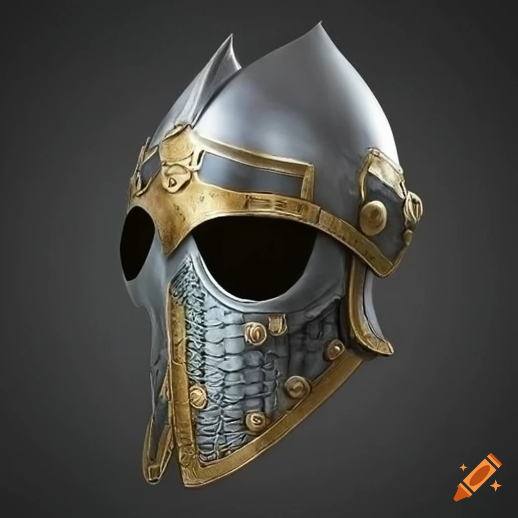 Detail of a light magical fantasy open helmet in medieval style on Craiyon