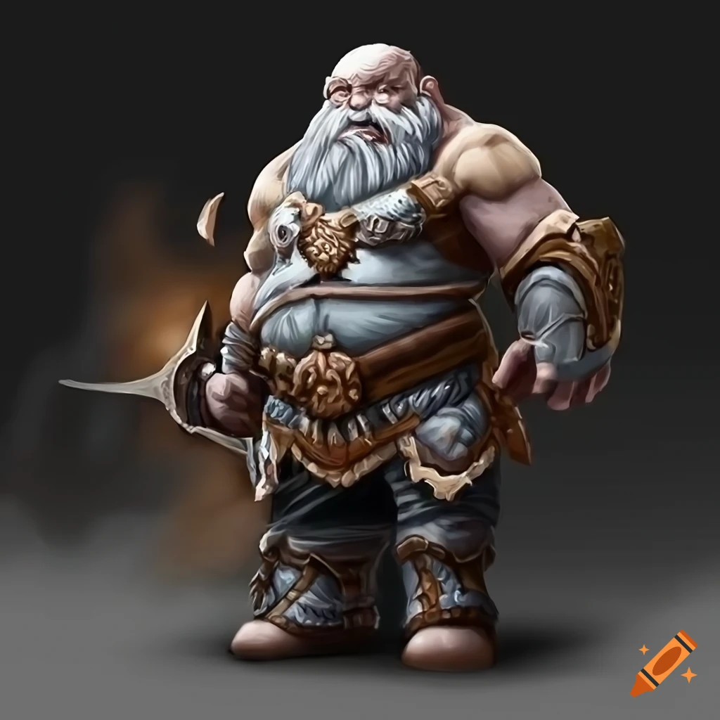 Full body image of a grey dwarf warrior