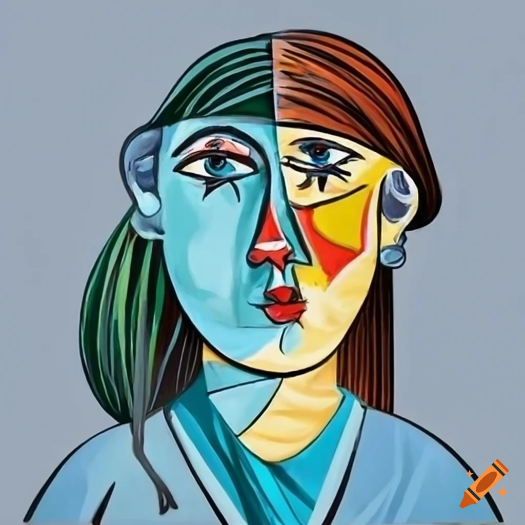 Picasso-style depiction of a stressed hospital nurse