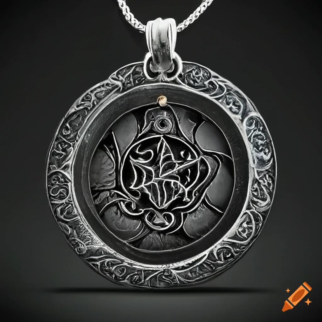 Black amulet with magical symbols