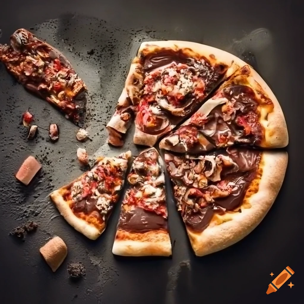 Delicious pizza topped with nutella, marshmallows, and capers on Craiyon