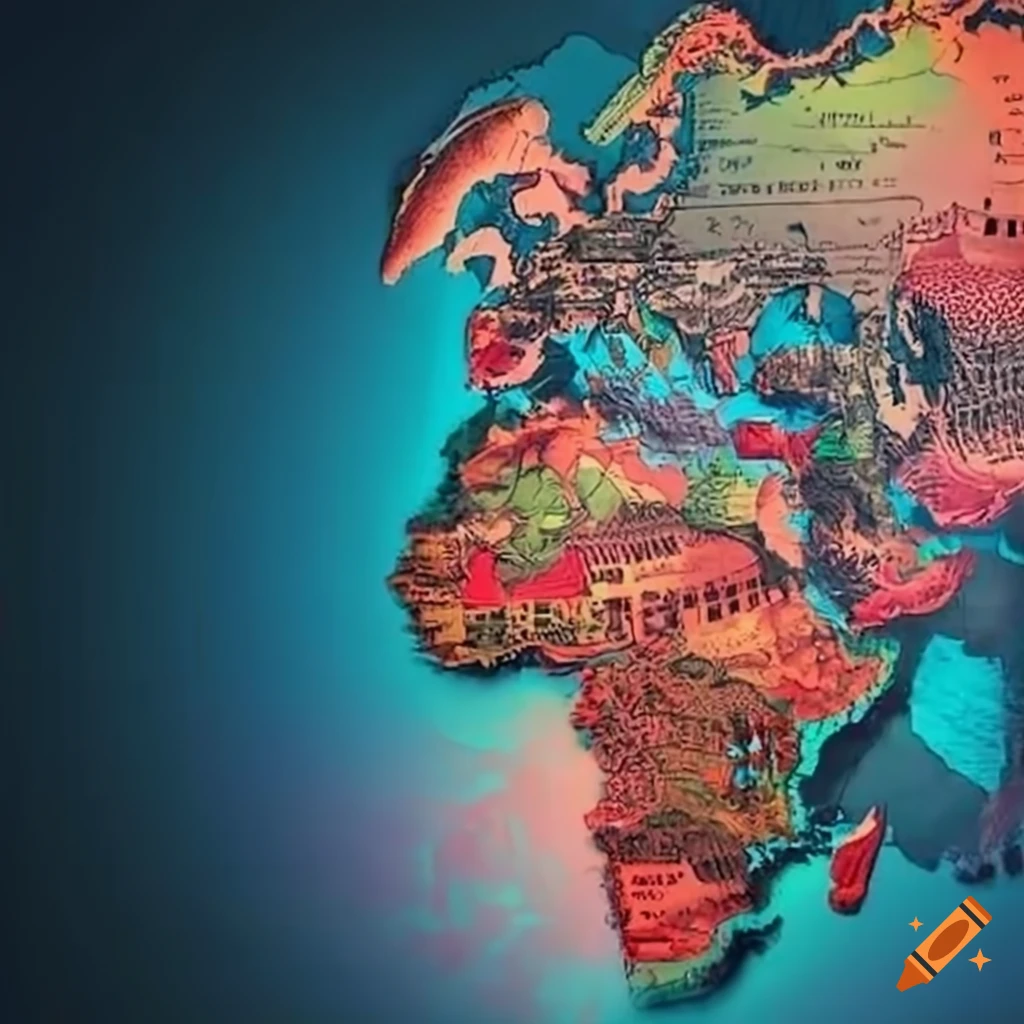 Artistic map of afro-eurasia with belt and road initiative (bri) route ...