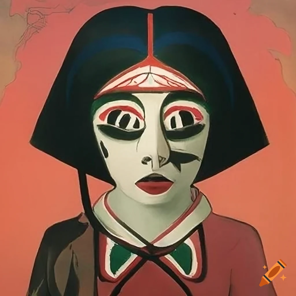 Color lithograph inspired by Native Salish designs on Craiyon