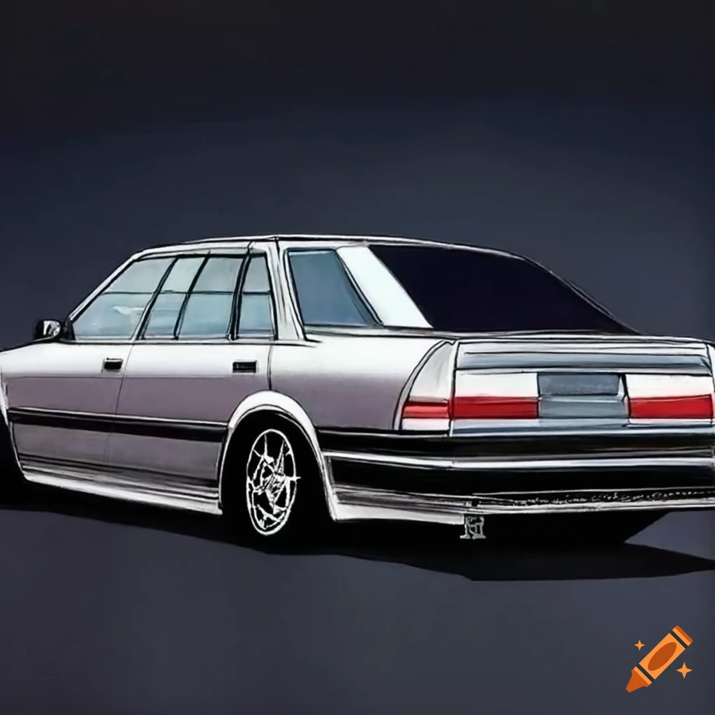 Detailed drawing of a lowered 1988 Toyota Camry in bosozoku style on ...
