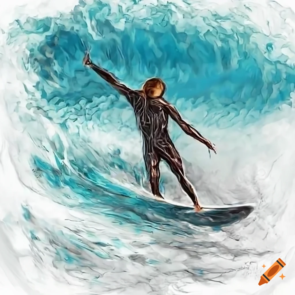 Surfer riding a wave on Craiyon