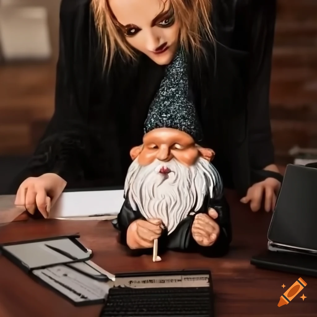 Image of goth gnomes working in an office on Craiyon