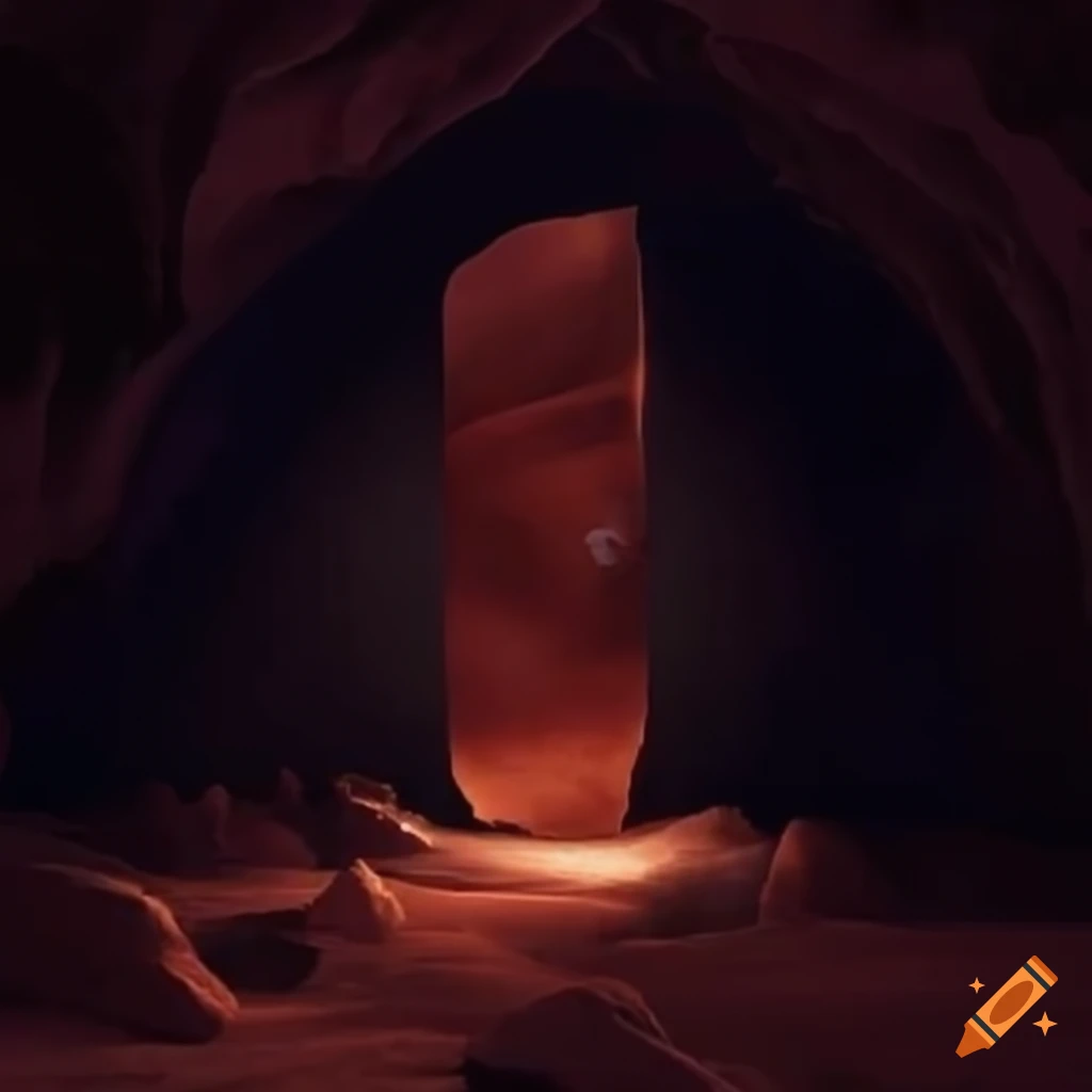 Red-white laser magic projectile flying in a cave on Craiyon