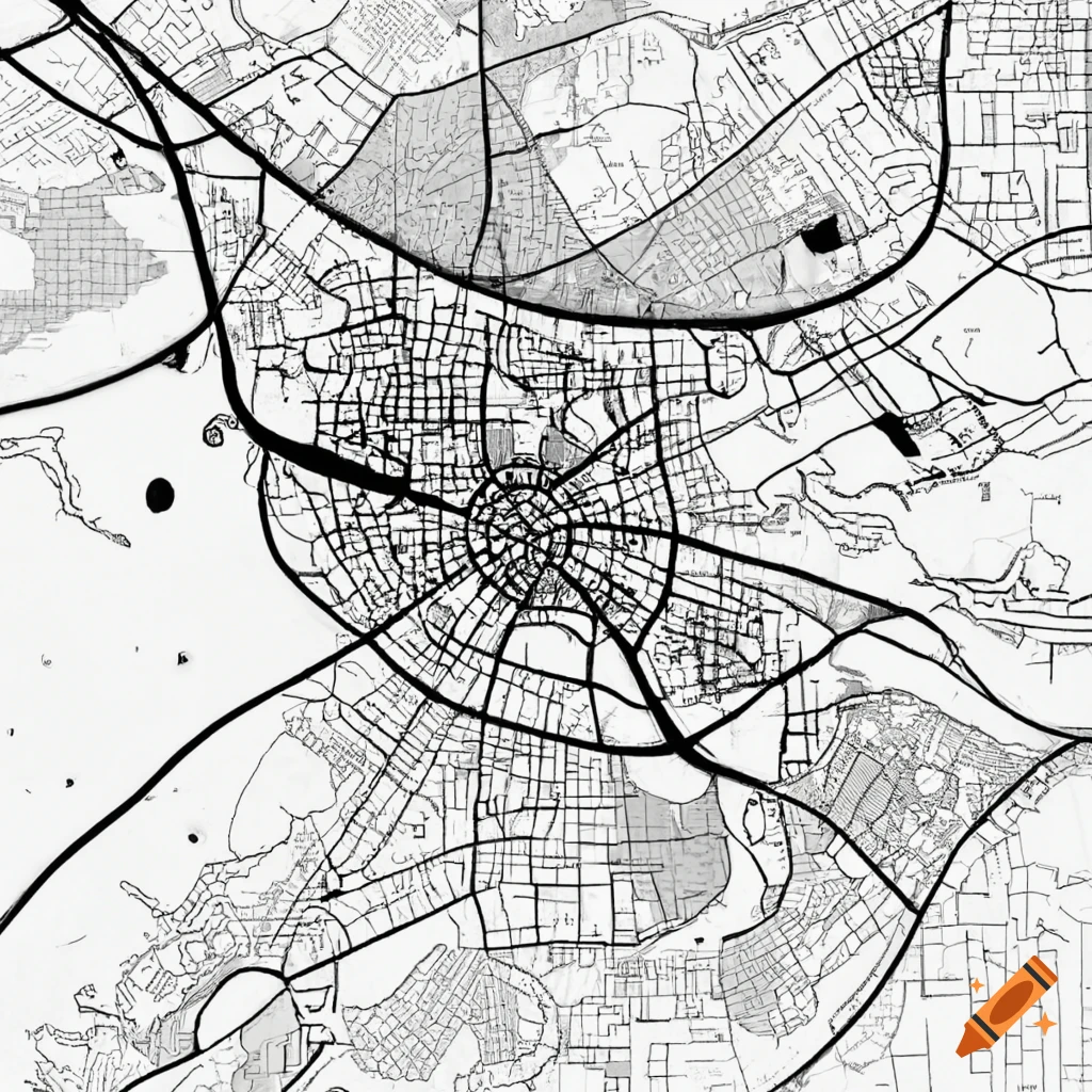Monochrome street map of estoril on Craiyon
