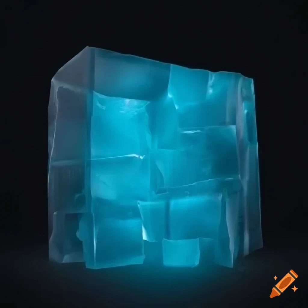 2d ice block wall on black background on Craiyon
