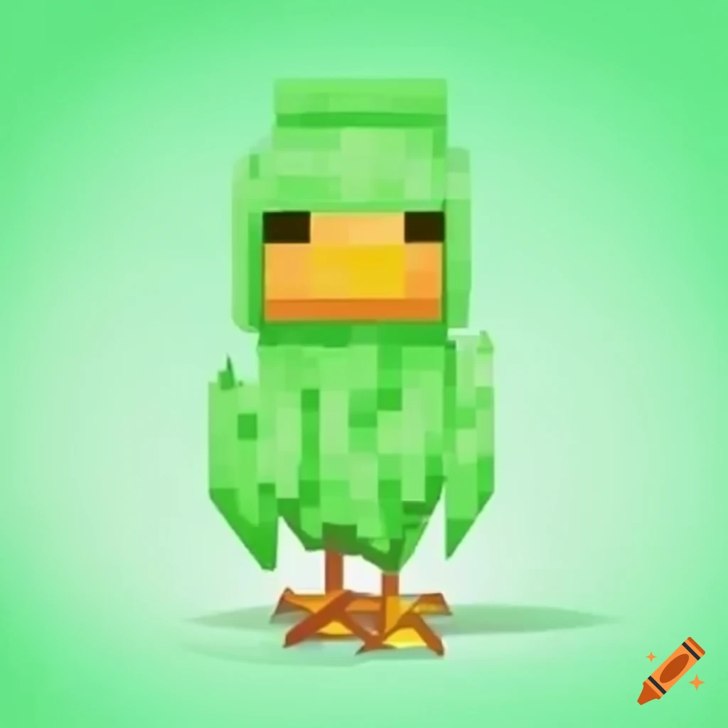 Minecraft chicken with green hair on Craiyon