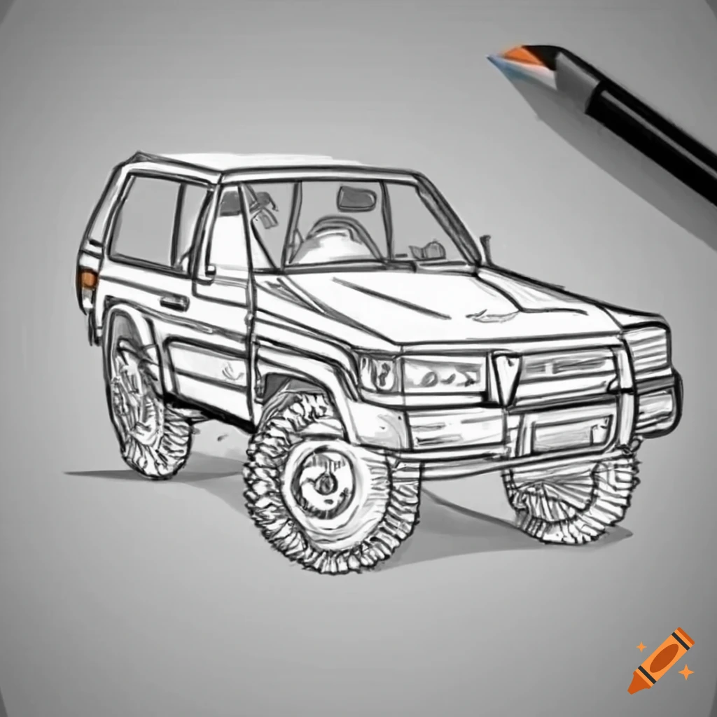 Pencil Drawing Landcruiser Ute Landcruiser Ute Land Cruiser Truck Art