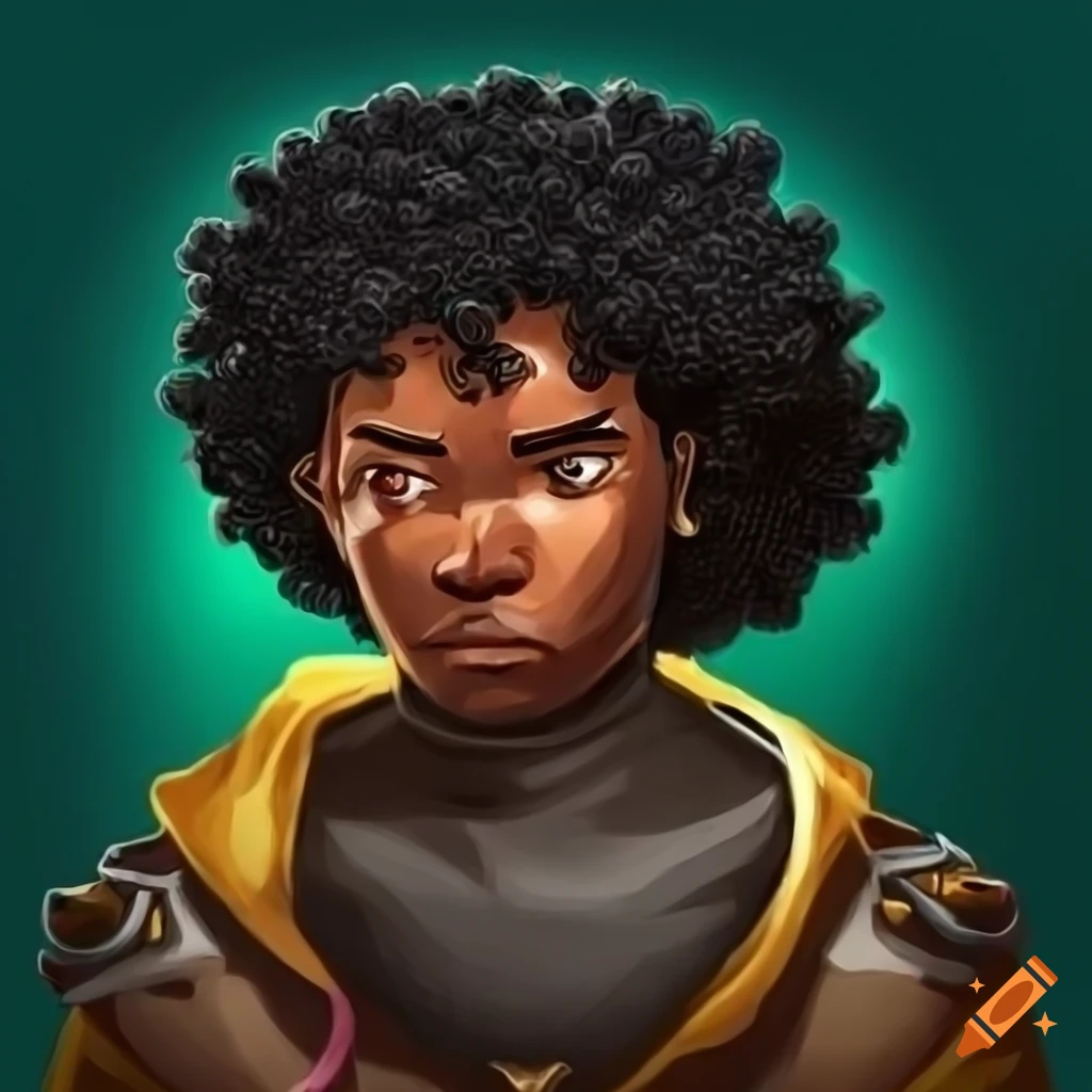 Arab teen monk with afro hairstyle from pathfinder game on Craiyon