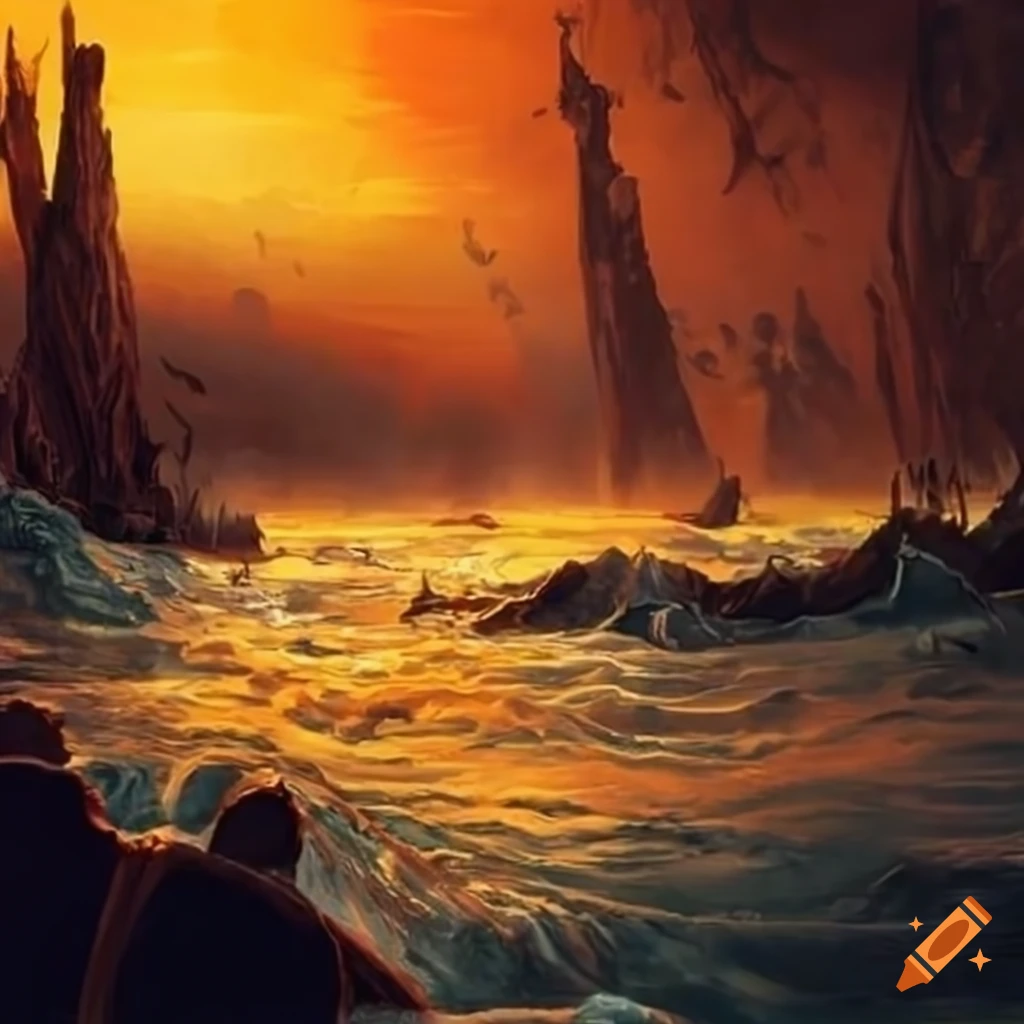 Demon lord leviathan of the seven seas in william turner style painting ...