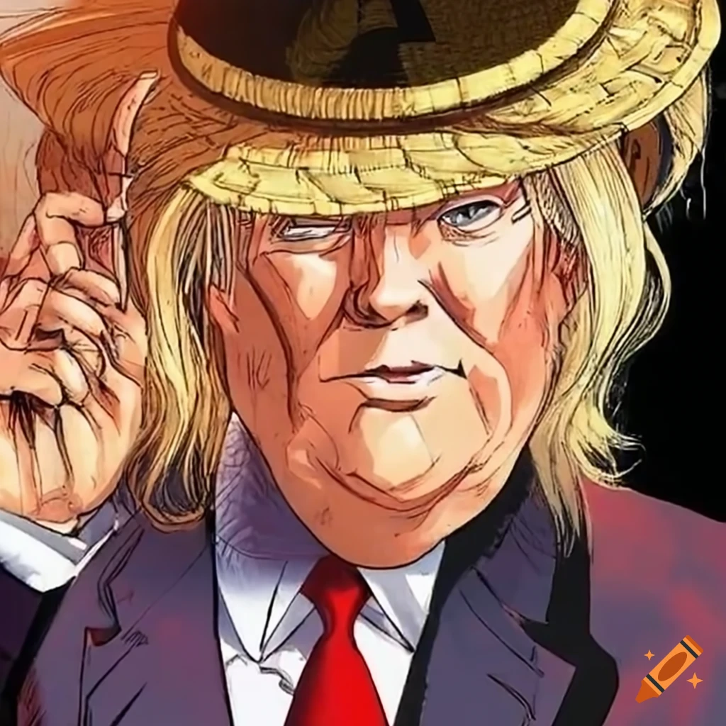 Donald Trump wearing a straw hat on Craiyon