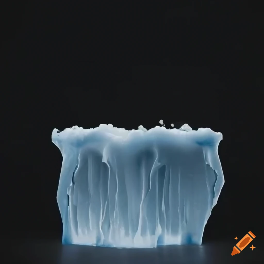 Digital art of melting ice columns on a black background on Craiyon